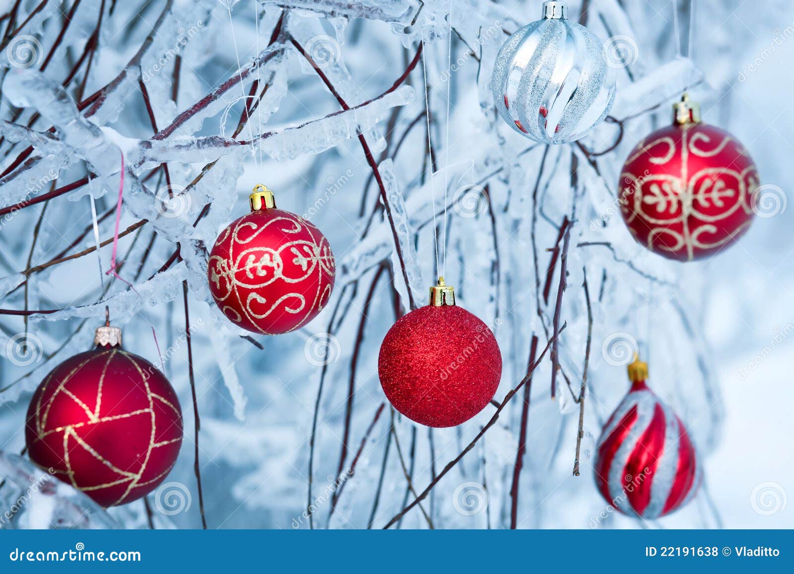 Beautiful Christmas Red Balls Stock Photo - Image of light, effect ...