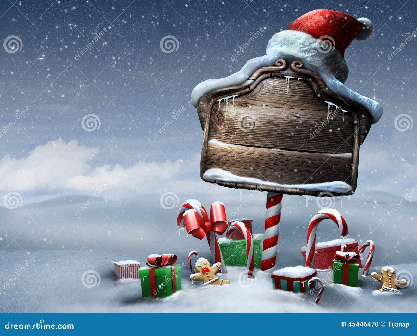 Beautiful Christmas Sign Outdoors Day Scene Stock Illustration ...