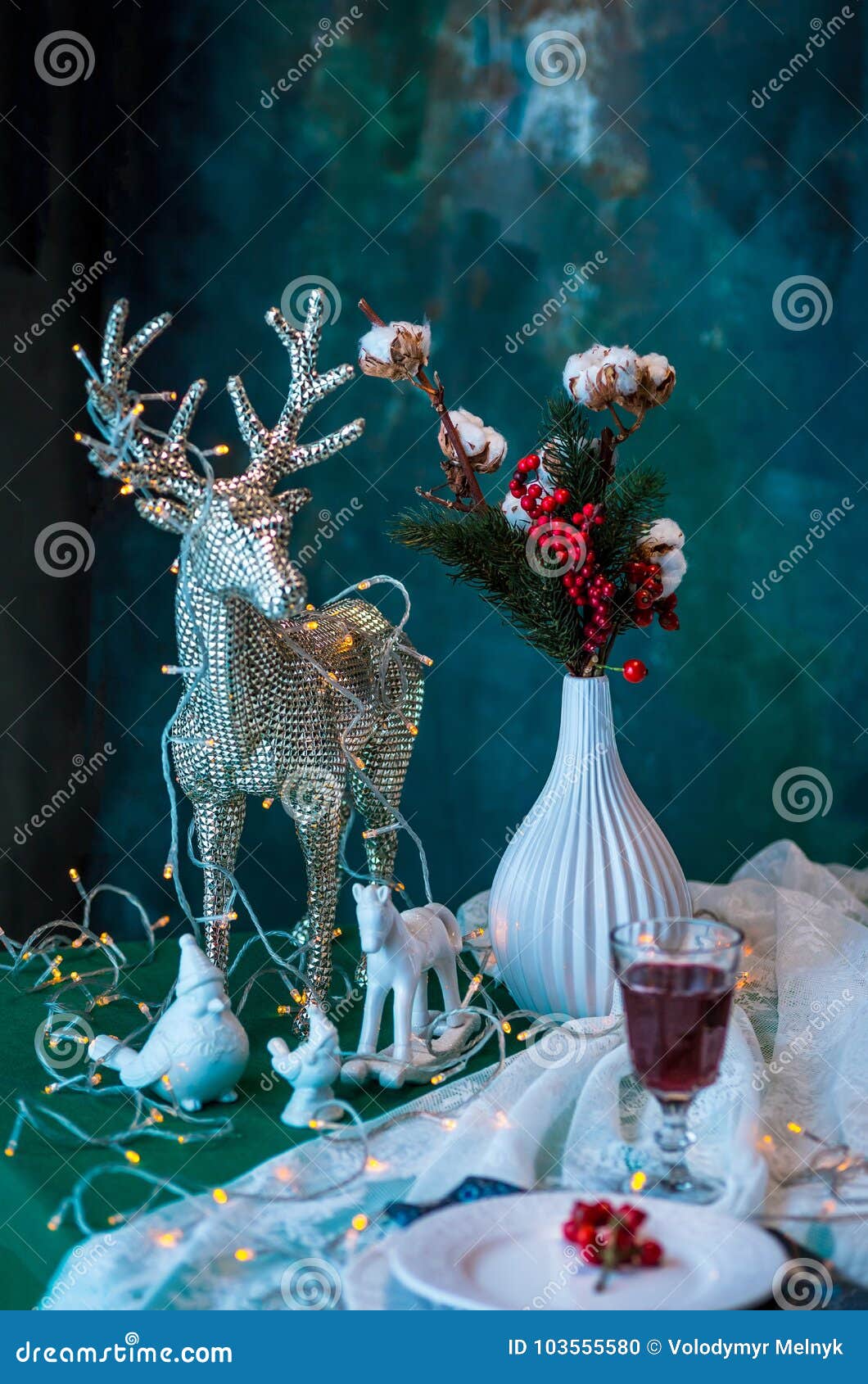 Beautiful Christmas Table Setting with Decorations Stock Photo - Image ...