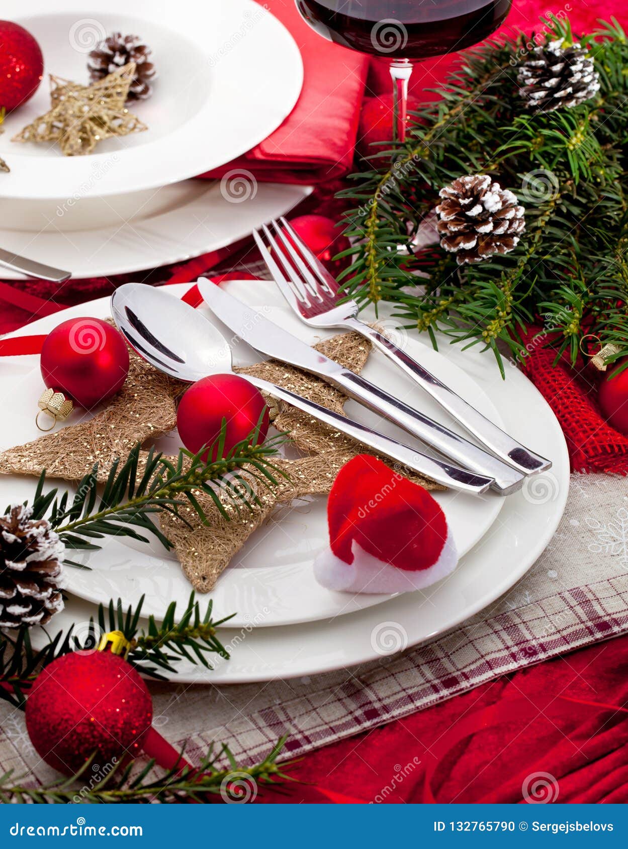 Beautiful Christmas Table Setting with Decorations,festive Table Stock ...