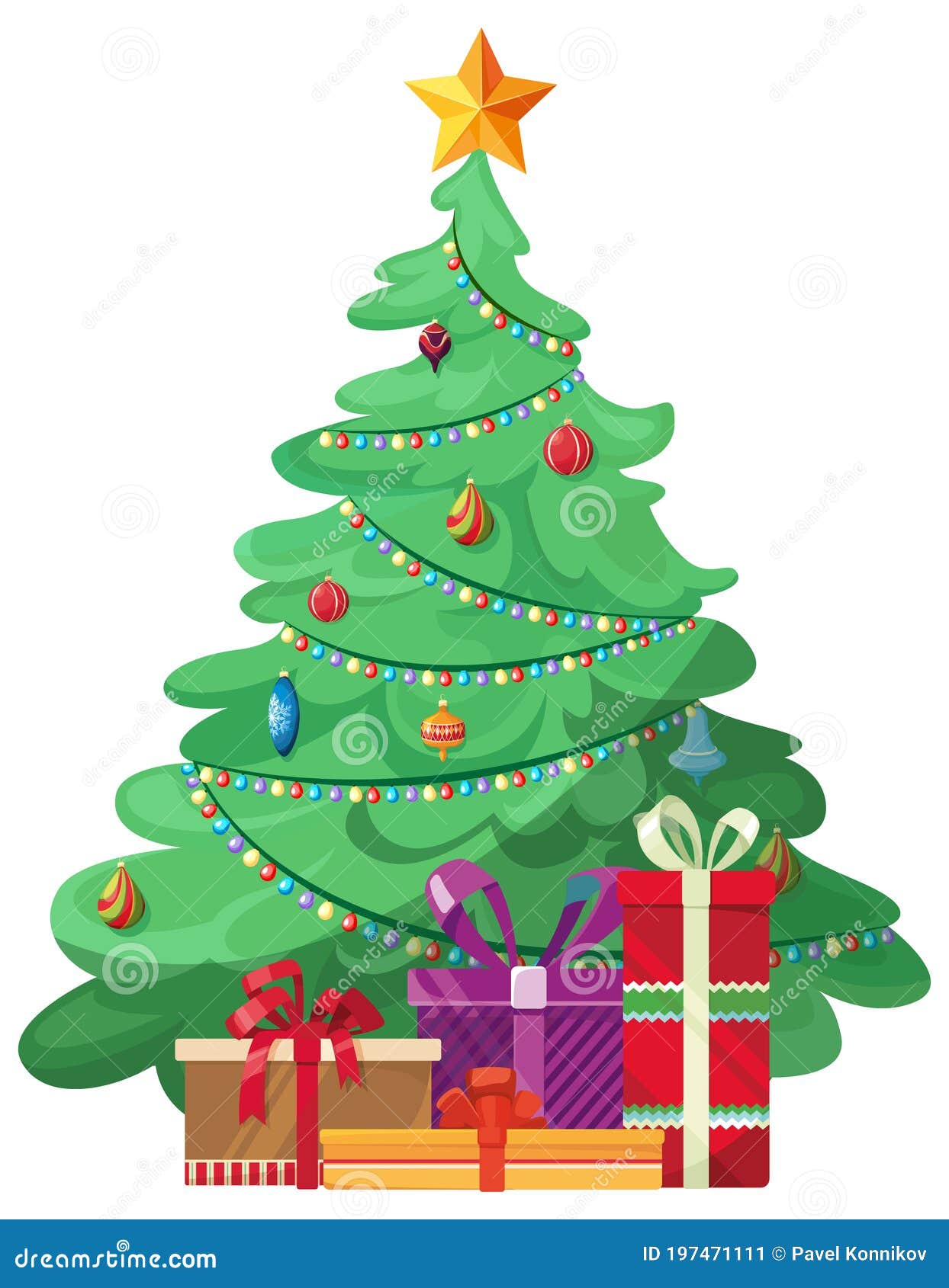 Beautiful christmas tree stock illustration. Illustration of merry ...