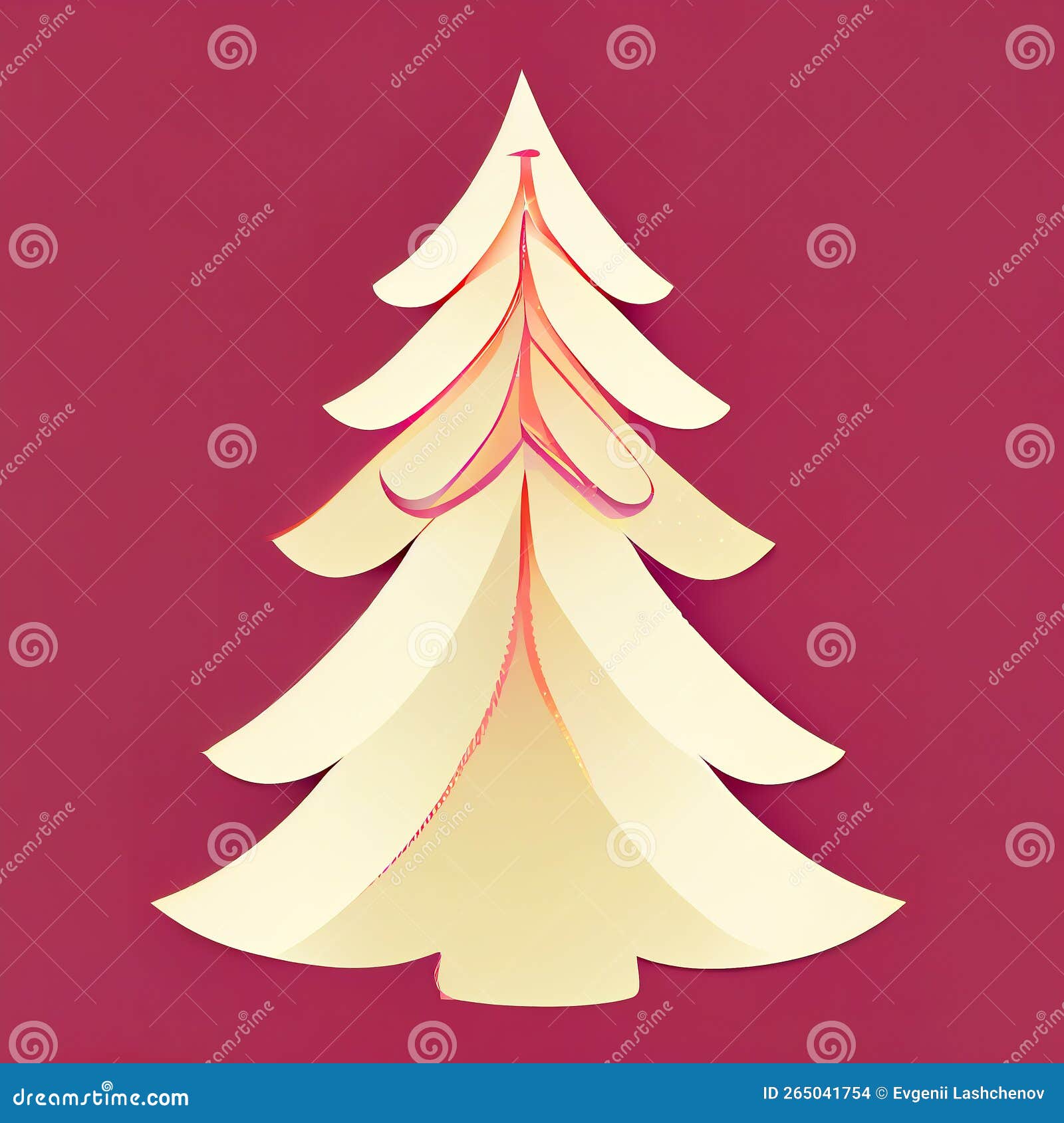 Beautiful Christmas Tree. Flat Illustration. Digital Illustration Based ...