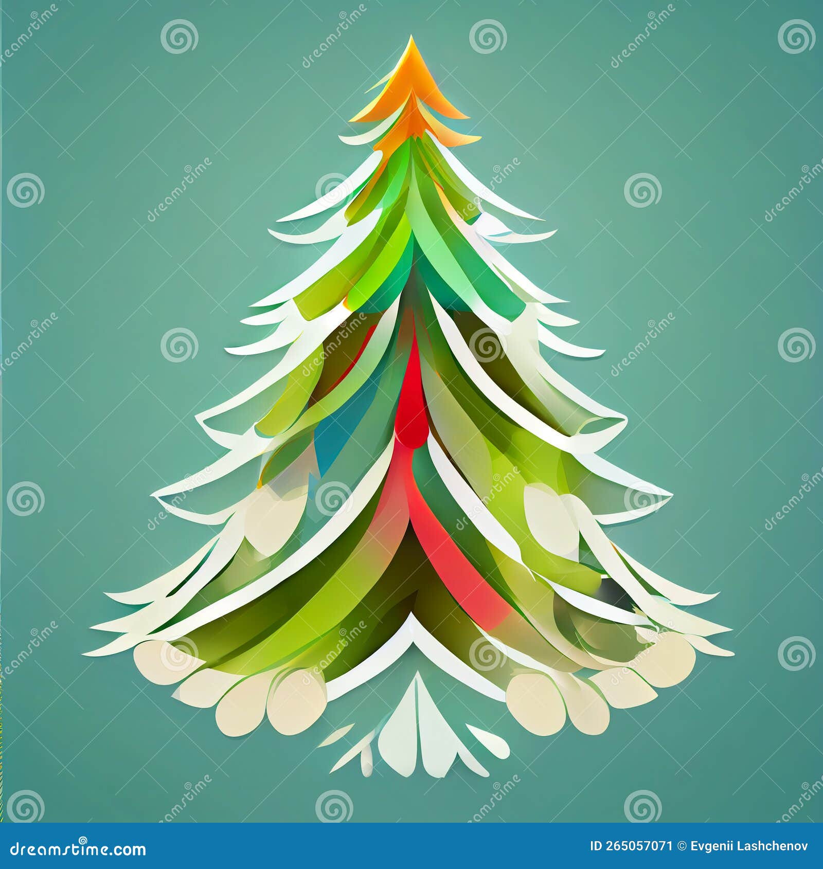 Christmas Tree Sticker. Flat Illustration. Digital Illustration Based ...