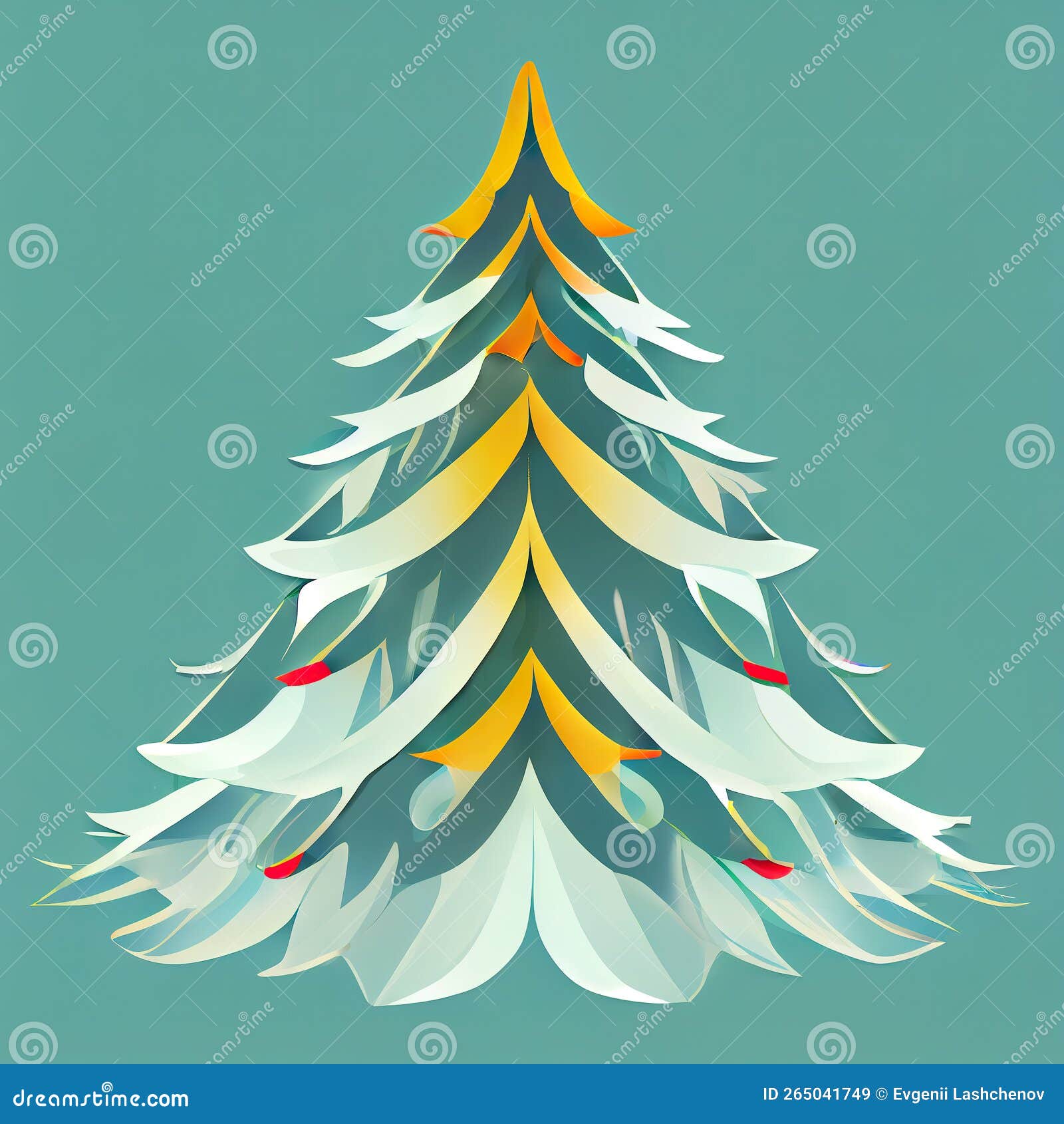 Beautiful Christmas Tree. Flat Illustration. Digital Illustration Based ...