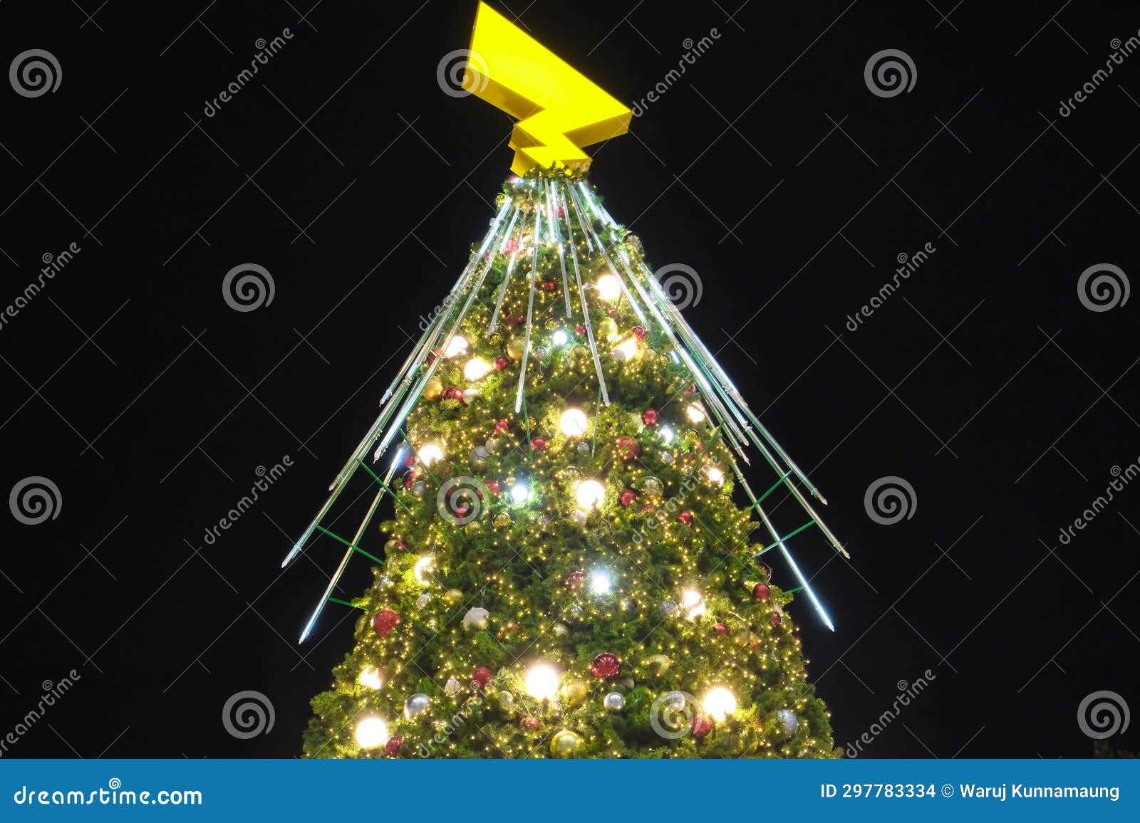 Beautiful Christmas Tree at Night. Stock Photo - Image of night, lights ...