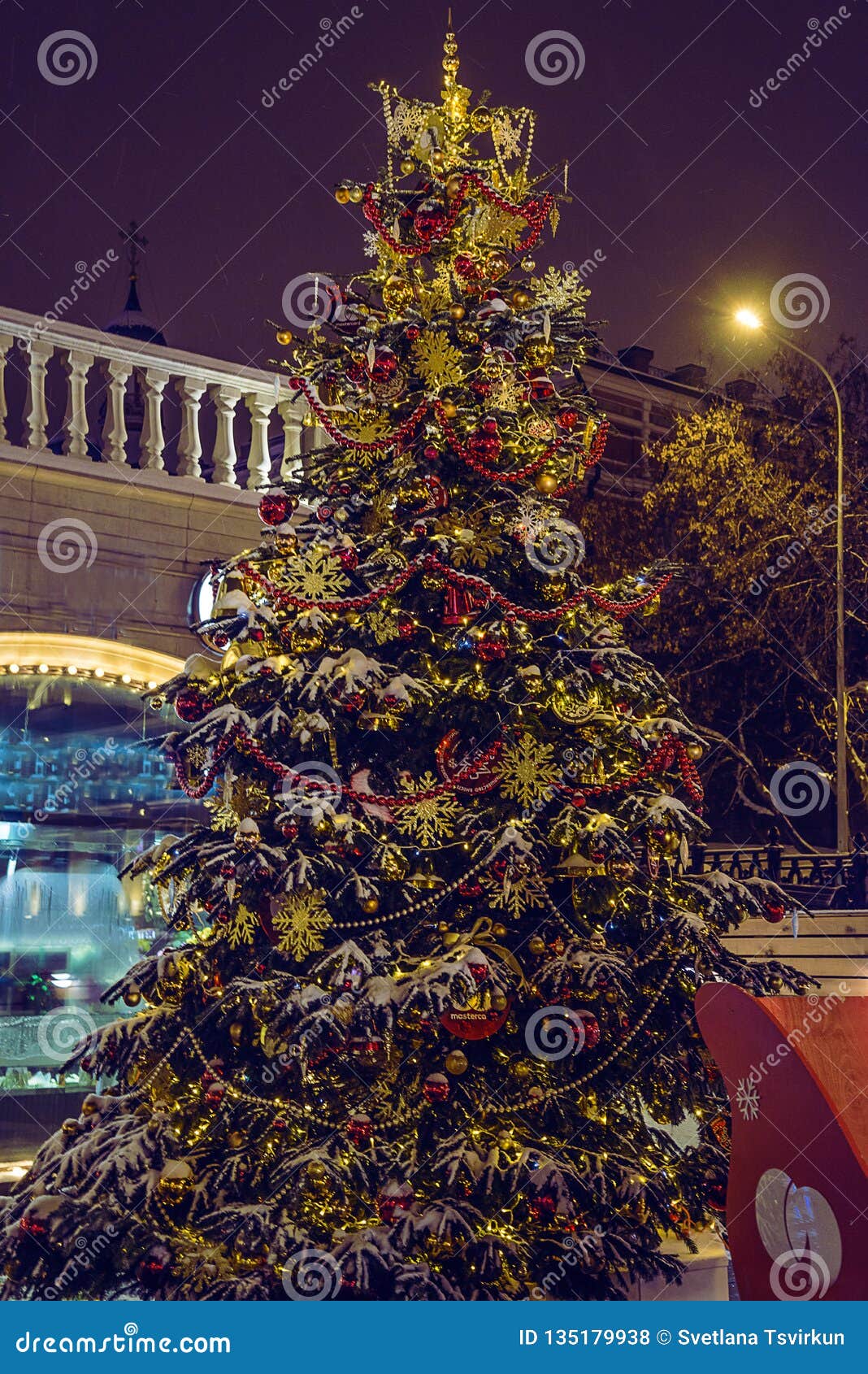 Beautiful Christmas Tree Outdoors, Vertical Picture Stock Photo - Image ...