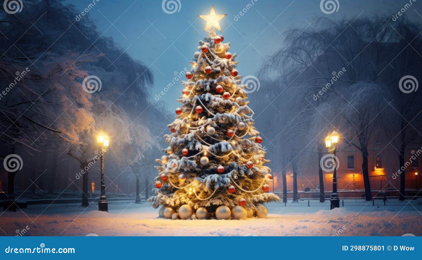 Beautiful Christmas Tree in the Park Stock Image - Image of outdoor ...