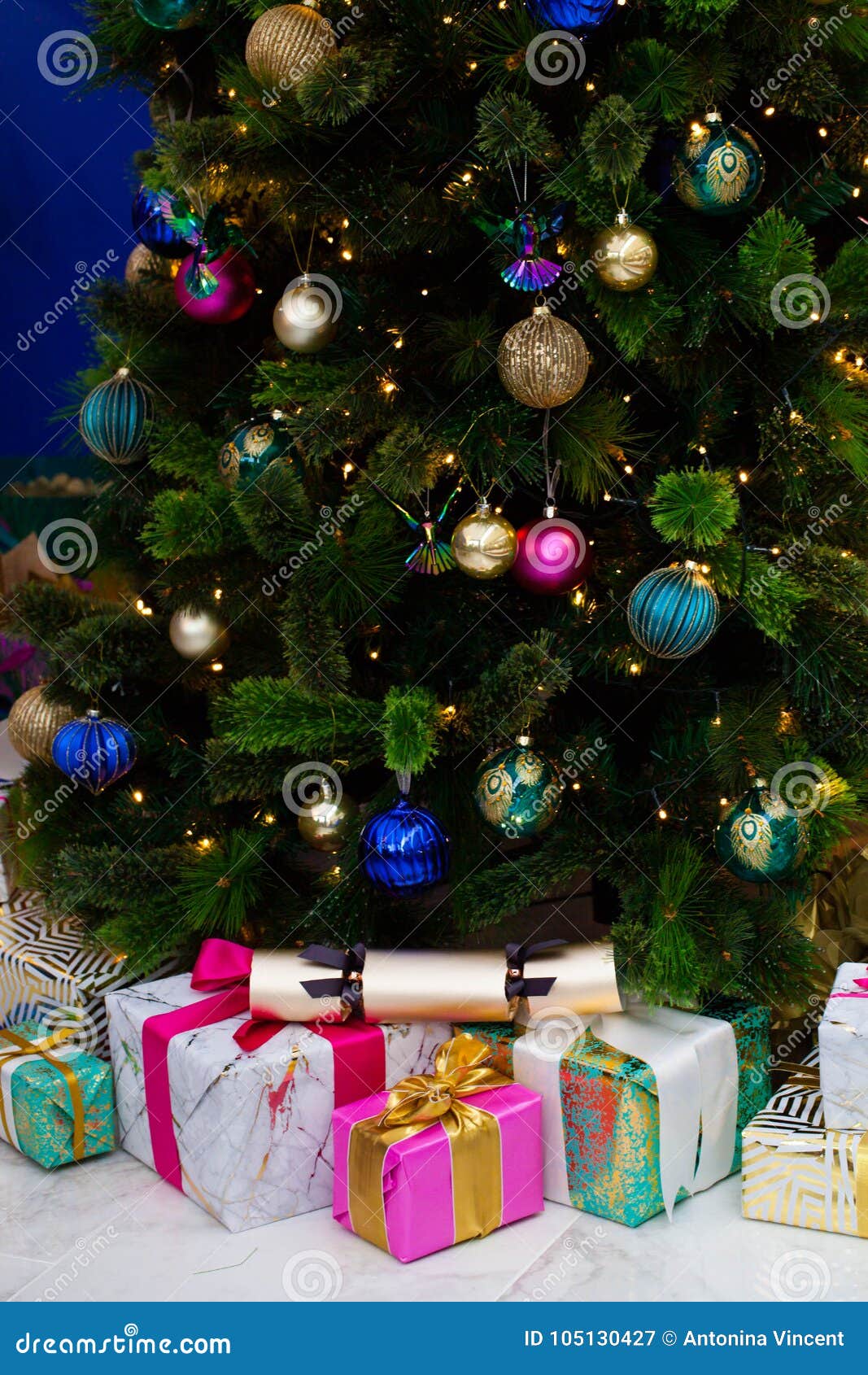 Christmas Tree and Presents Under it Stock Image - Image of decoration ...