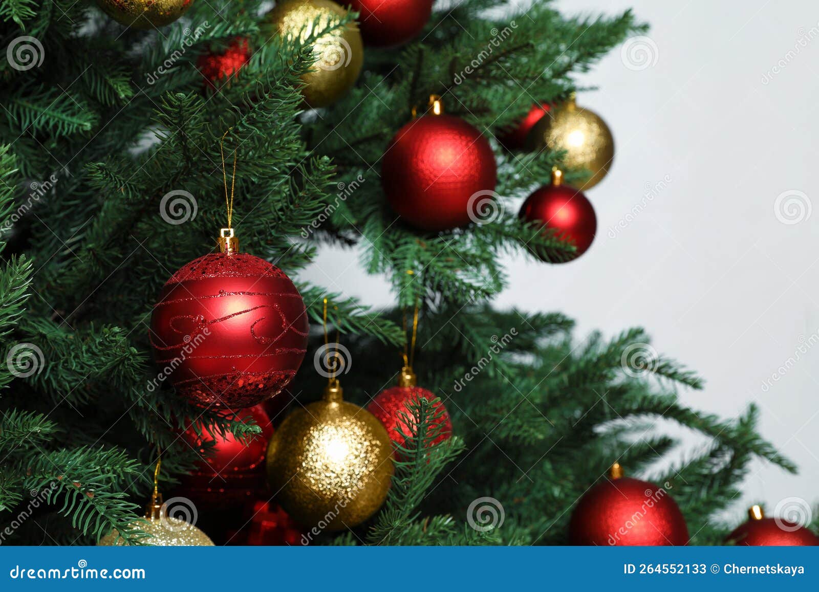 Beautiful Christmas Tree with Shiny Baubles on White Background ...