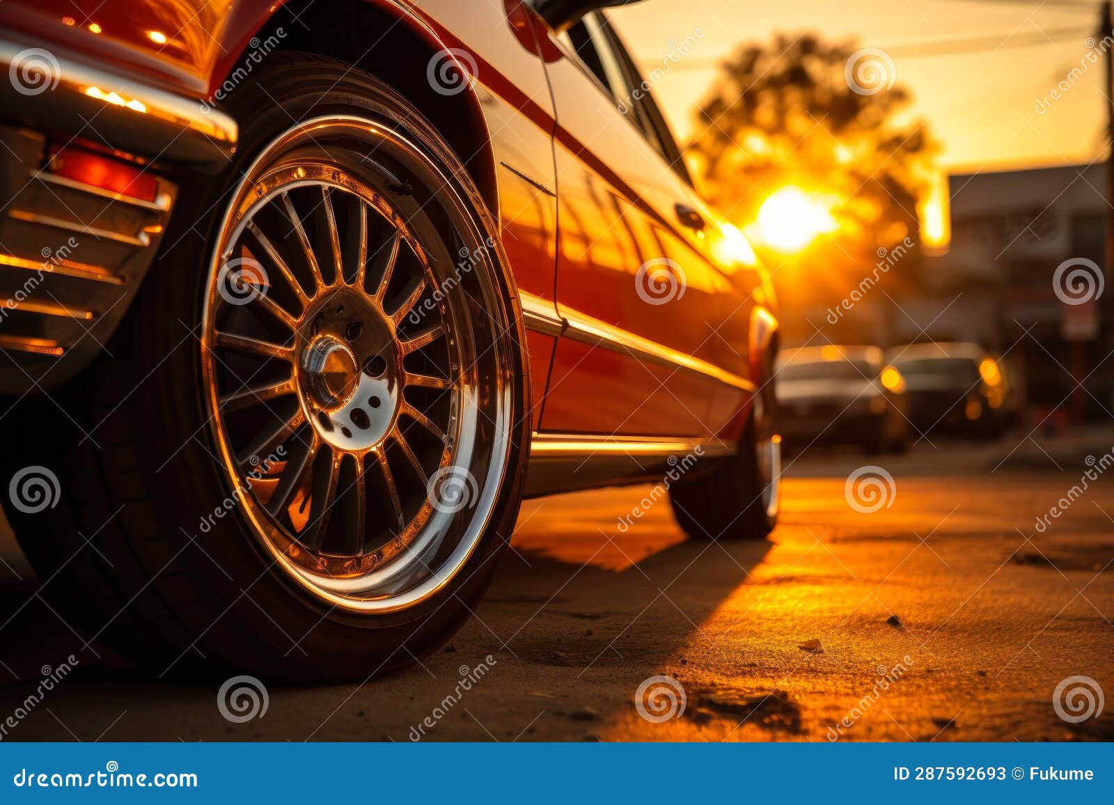 Beautiful Chrome Wheels on a Retro Car Sun Light. Generative Ai Stock ...