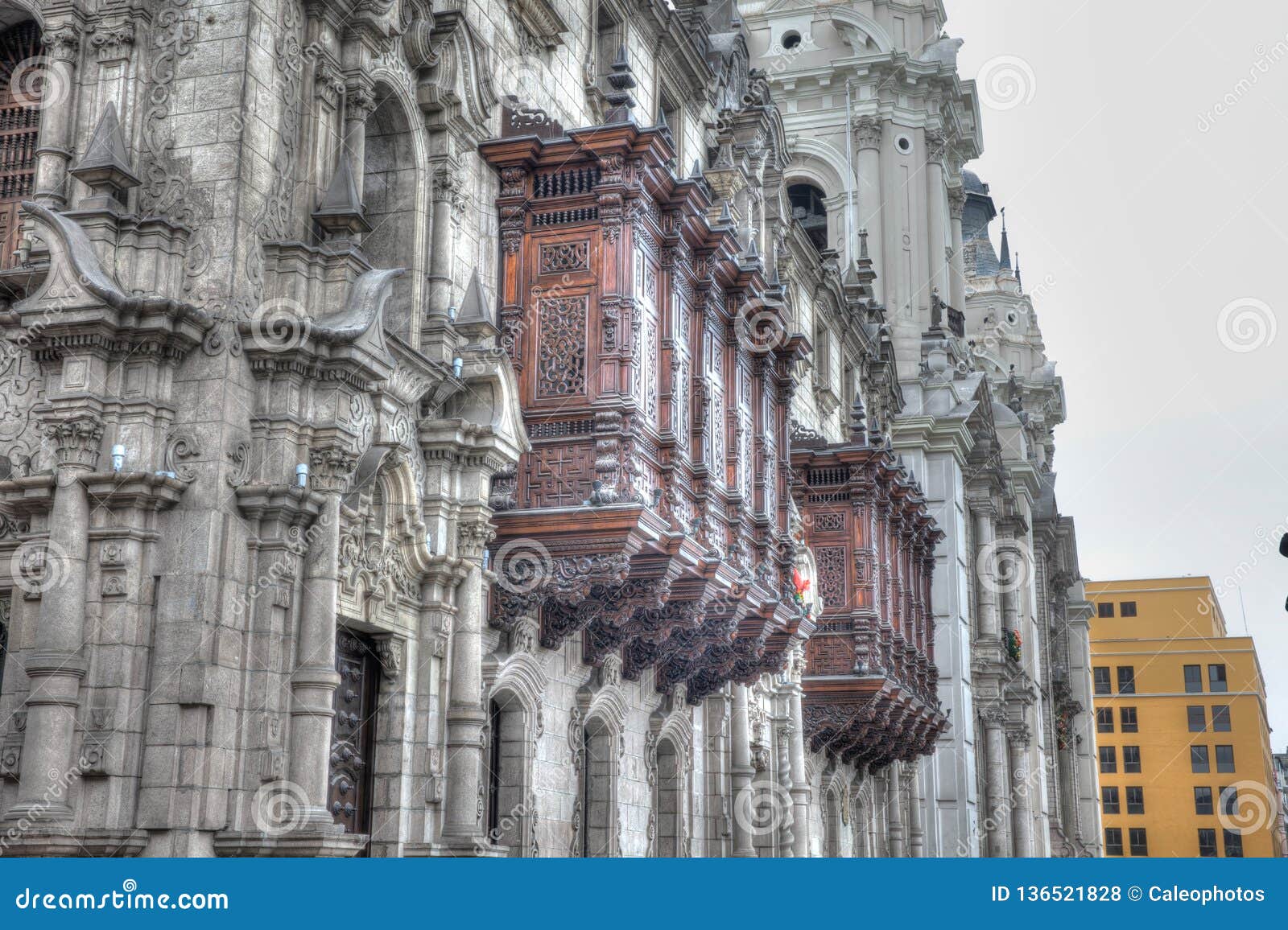 Beautiful Church Balconies of Lima Peru Stock Photo - Image of monument ...