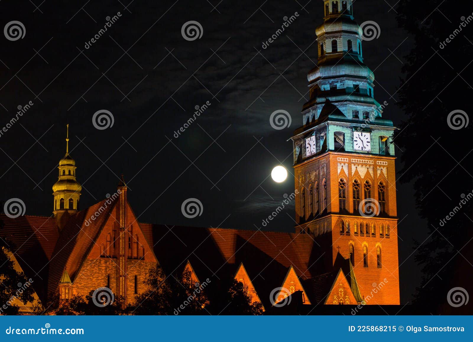 A Beautiful Church and the Moon. Beautiful Architecture. Night Scene ...