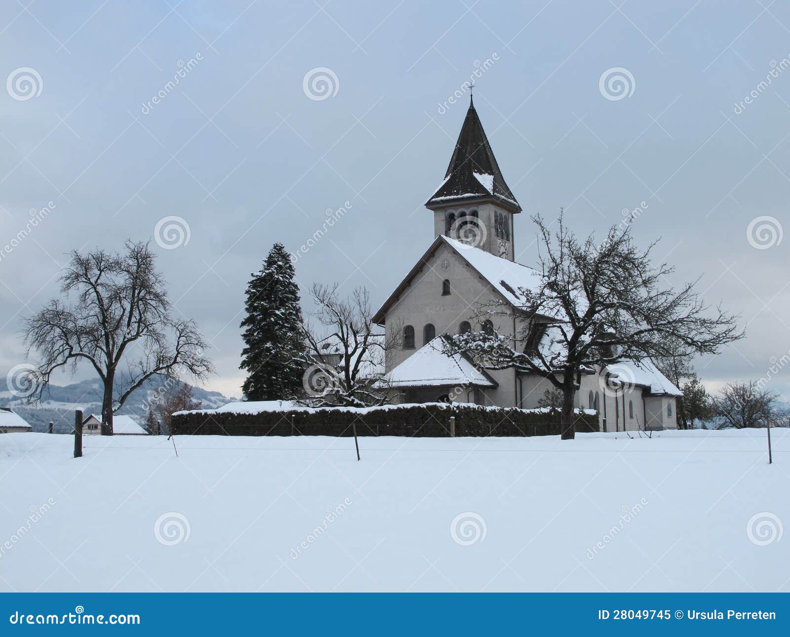 Beautiful Church in the Snow Stock Image - Image of nature, romanic ...