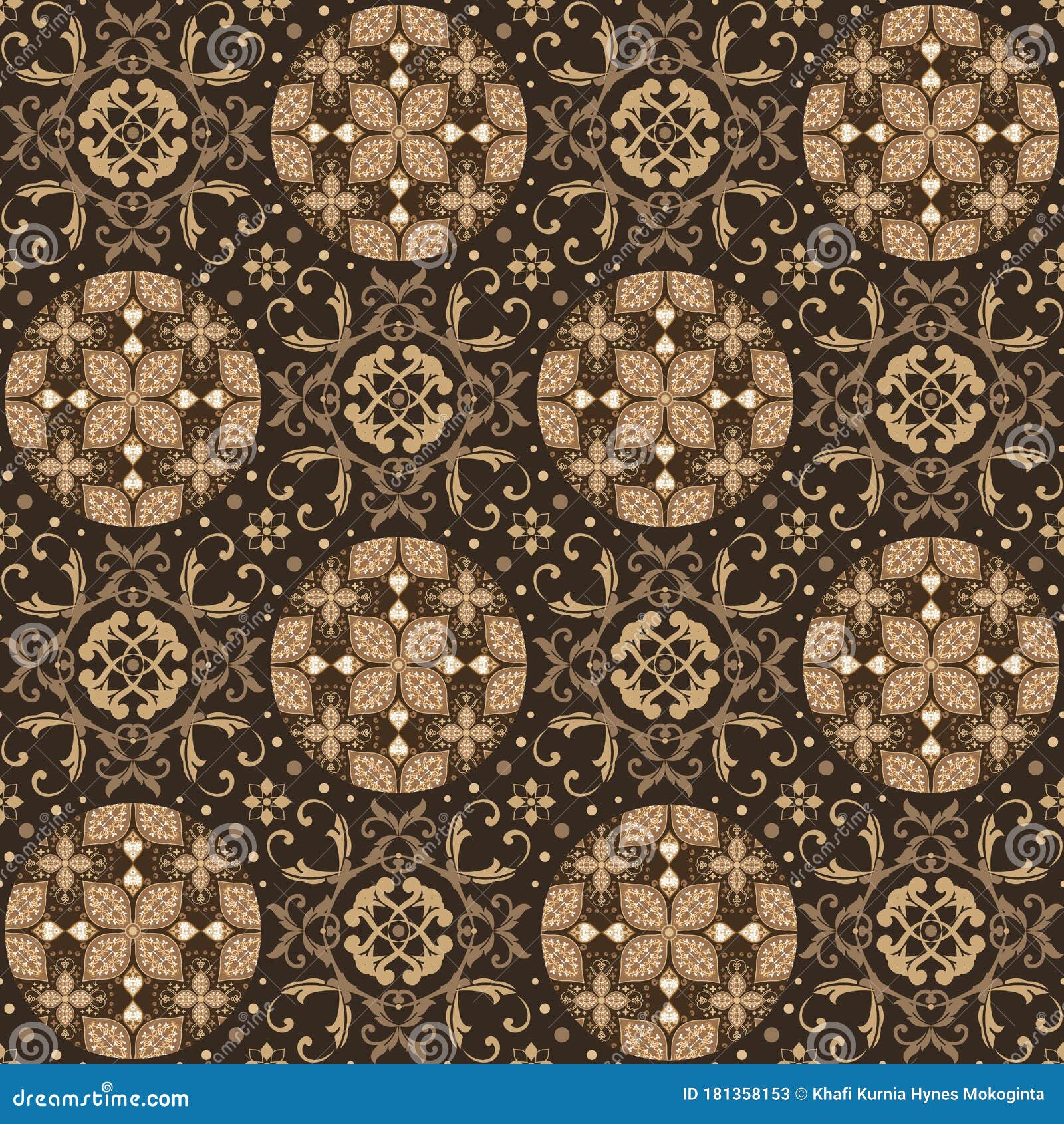 Beautiful Circle Pattern Design on Javanese Batik with Dark Brown Color ...
