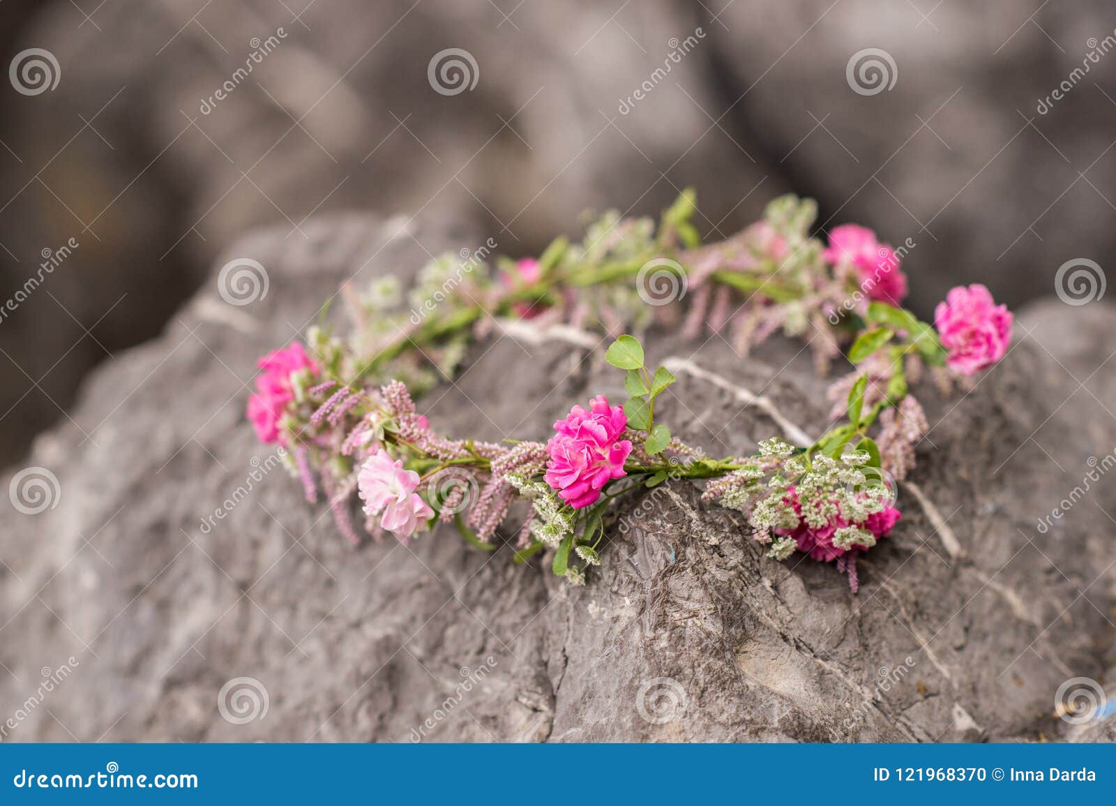 Beautiful Circlet of Flowers. Beautiful Pink Roses and Different ...