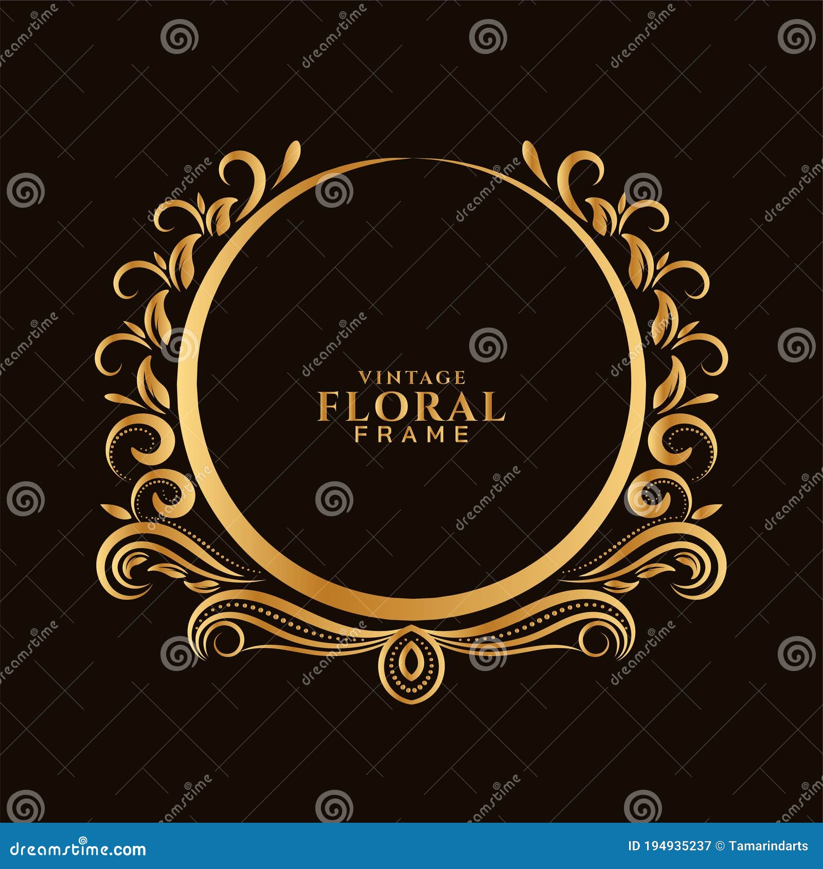 Beautiful Circular Golden Floral Frame Design Stock Vector ...