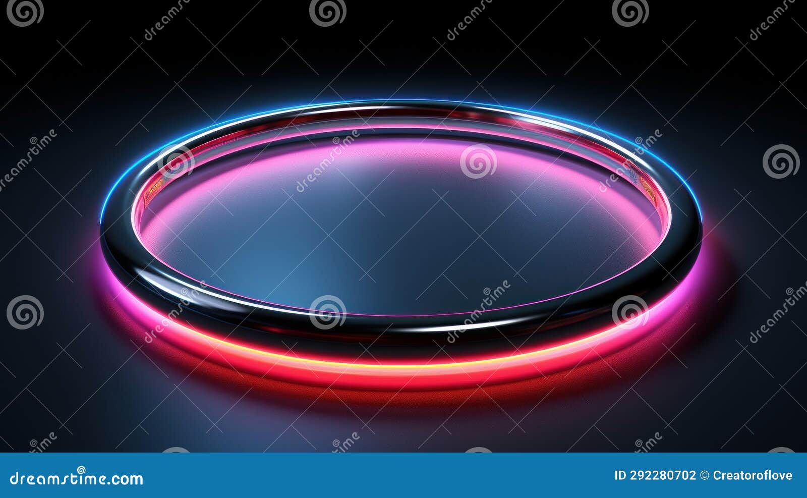 A Beautiful Circular Neon Frame with Dark Background Stock Illustration ...