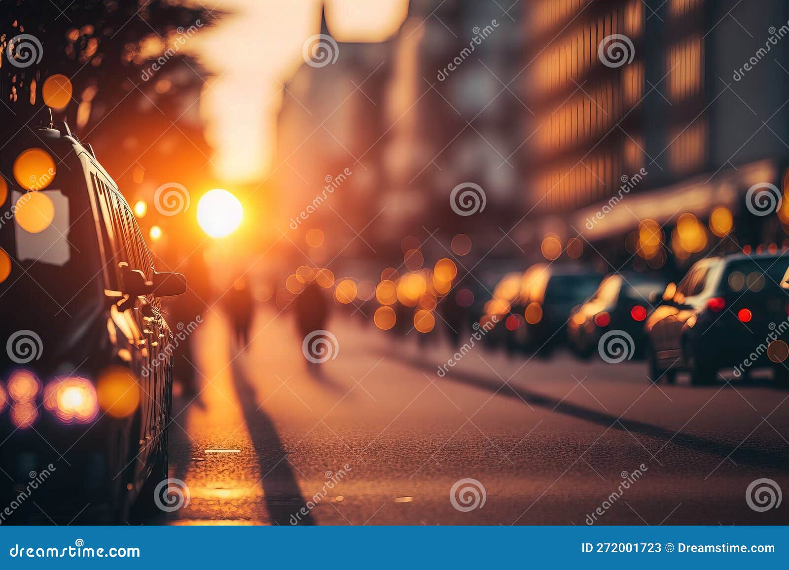 Beautiful City Bokeh at Sunset. Shot with a Blurred Background Stock ...
