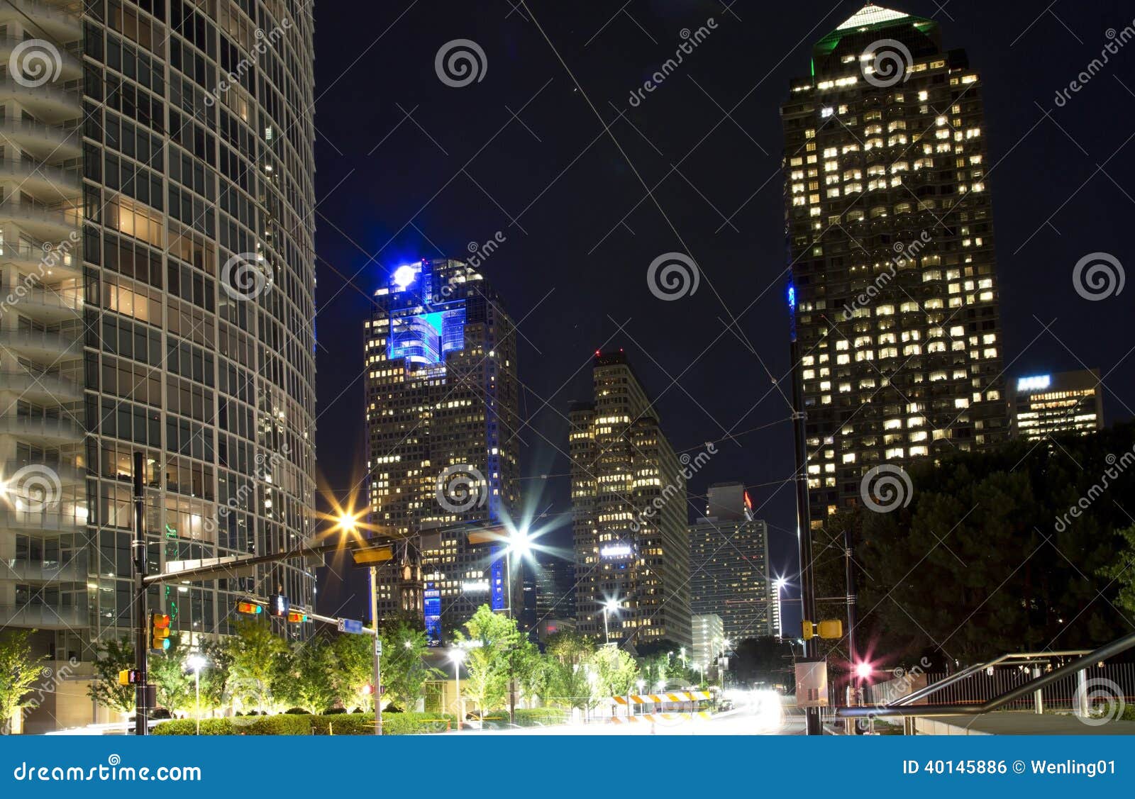 Beautiful City Dallas at Night Stock Photo - Image of buildings ...