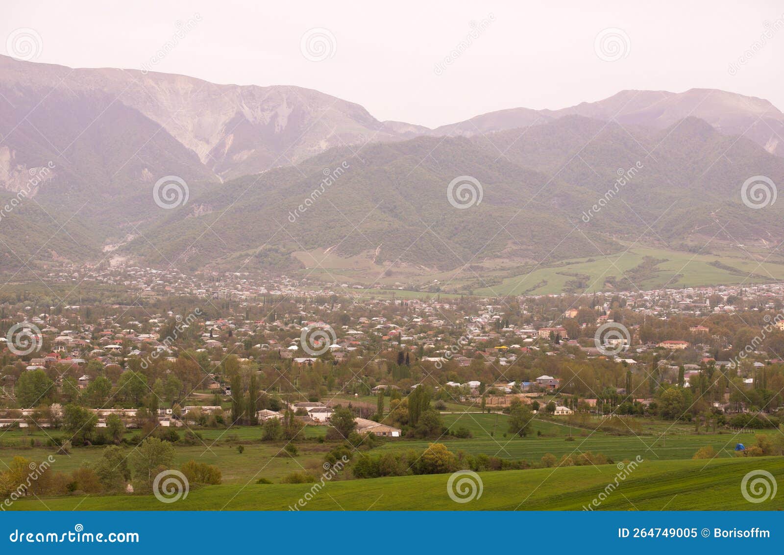 The Beautiful City of Ismayilli Against the Backdrop of Mountains Stock ...
