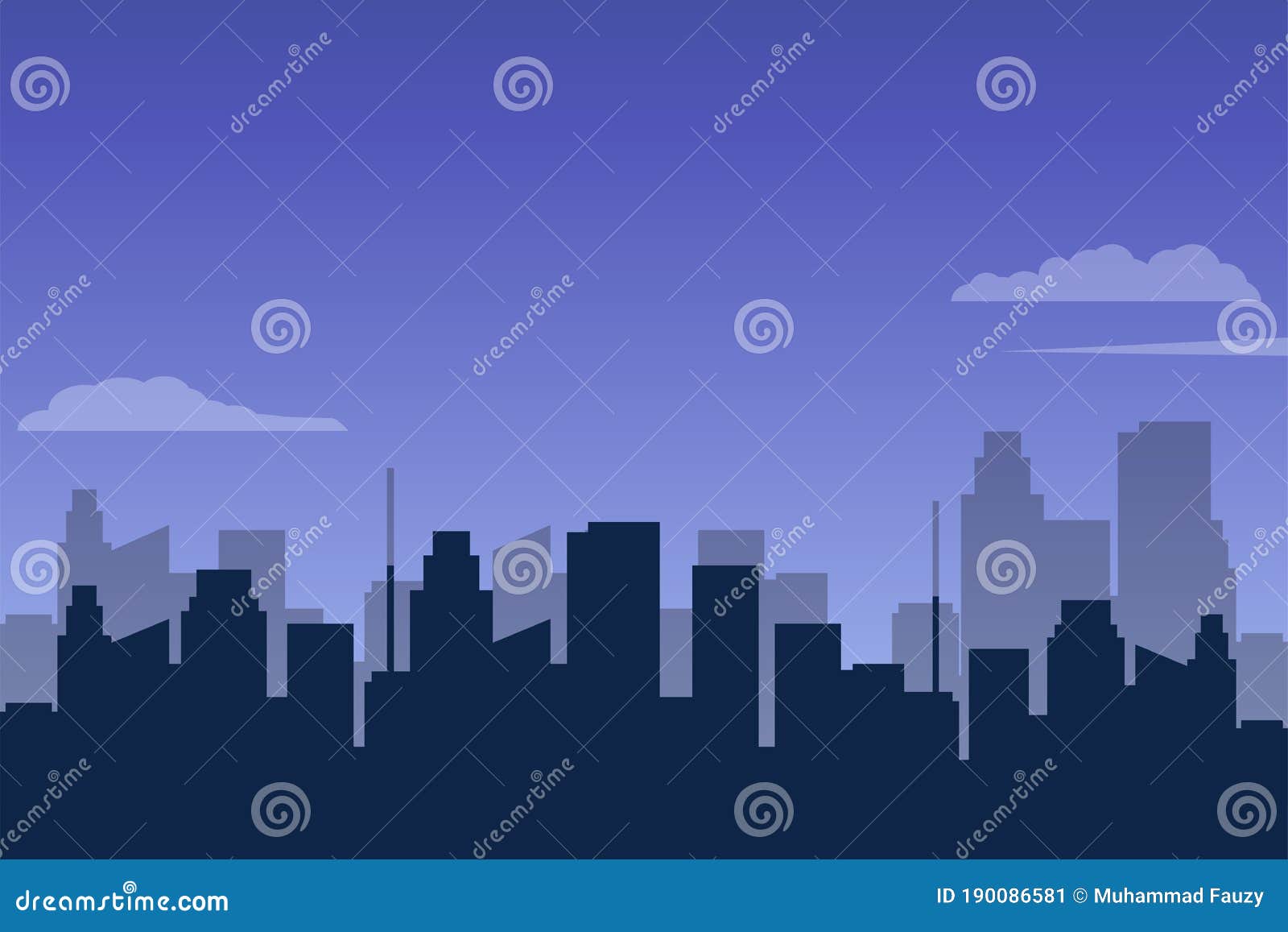 Beautiful City Landscape Vector with Blue Color Stock Vector ...