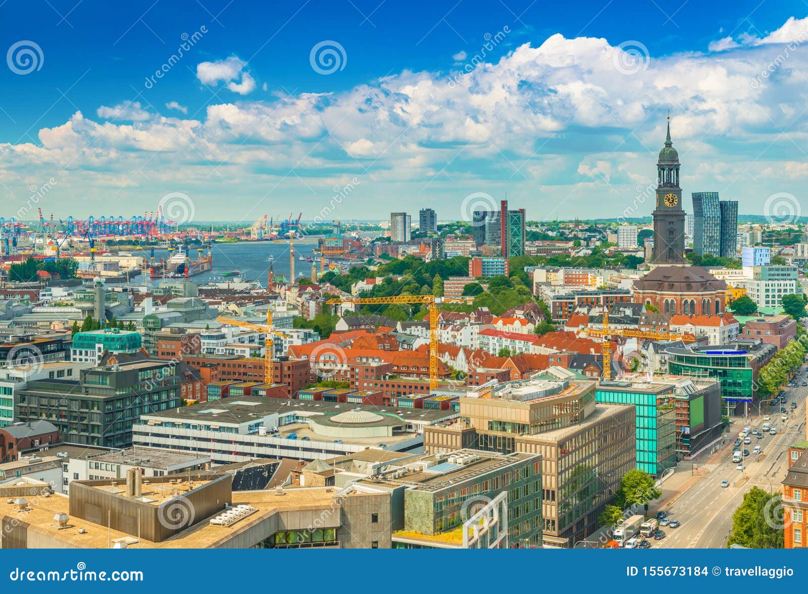 Beautiful Cityscape of Hamburg from Above, Germany Stock Photo - Image ...