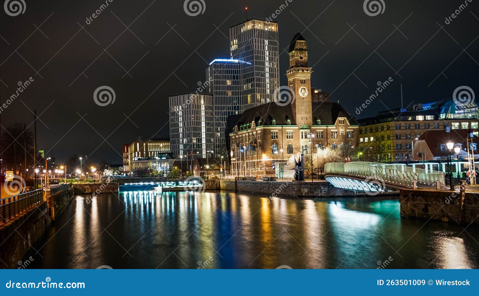 Beautiful Cityscape of Malmo at Night Editorial Stock Image - Image of ...