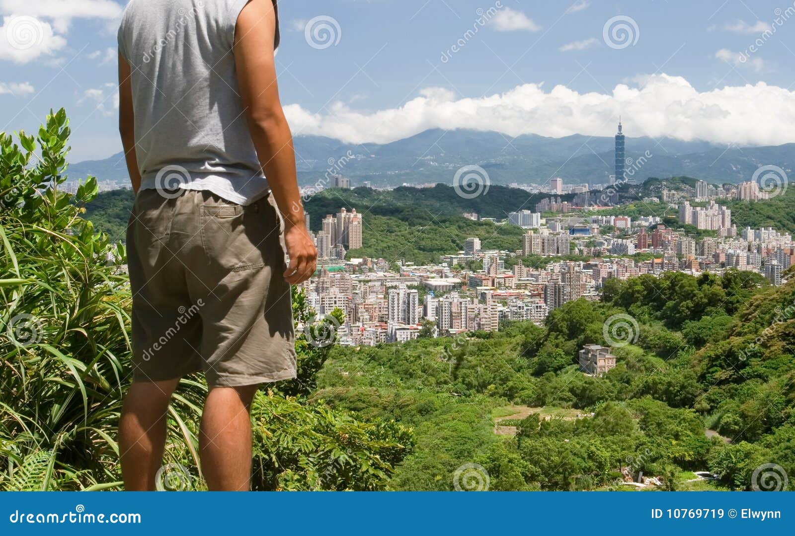 Beautiful Cityscape with a Man Stand and Watch Far Stock Image - Image ...
