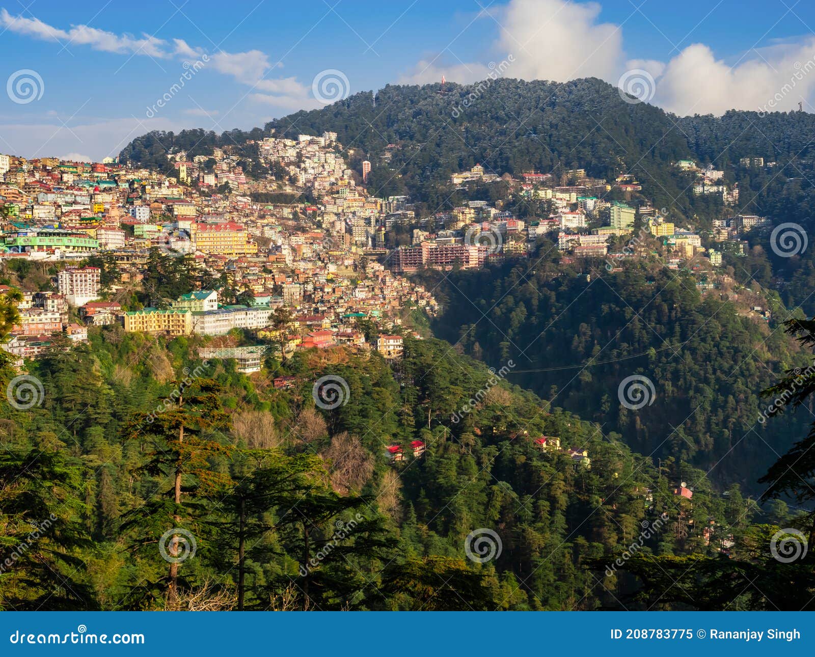 Beautiful City Escape on Mountains and Cloudy Sky in the Background ...