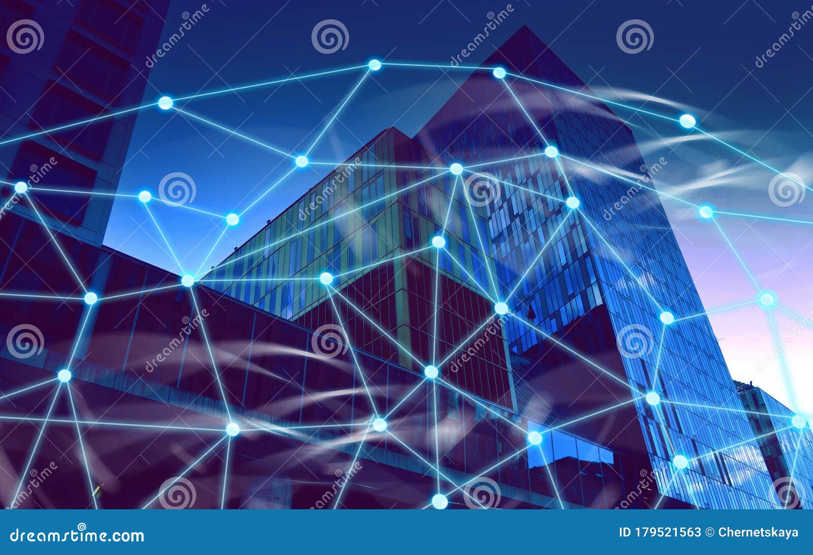 Cityscape and Network Connection Lines Stock Image - Image of modern ...