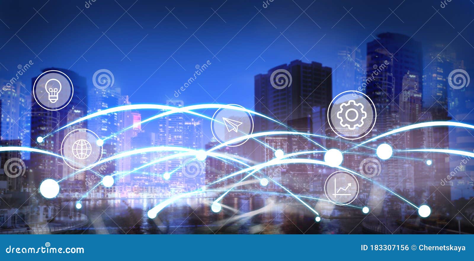 Cityscape and Network Connection Lines. Banner Design Stock ... Cityscape and Network Connection Lines. Banner Design Stock ...