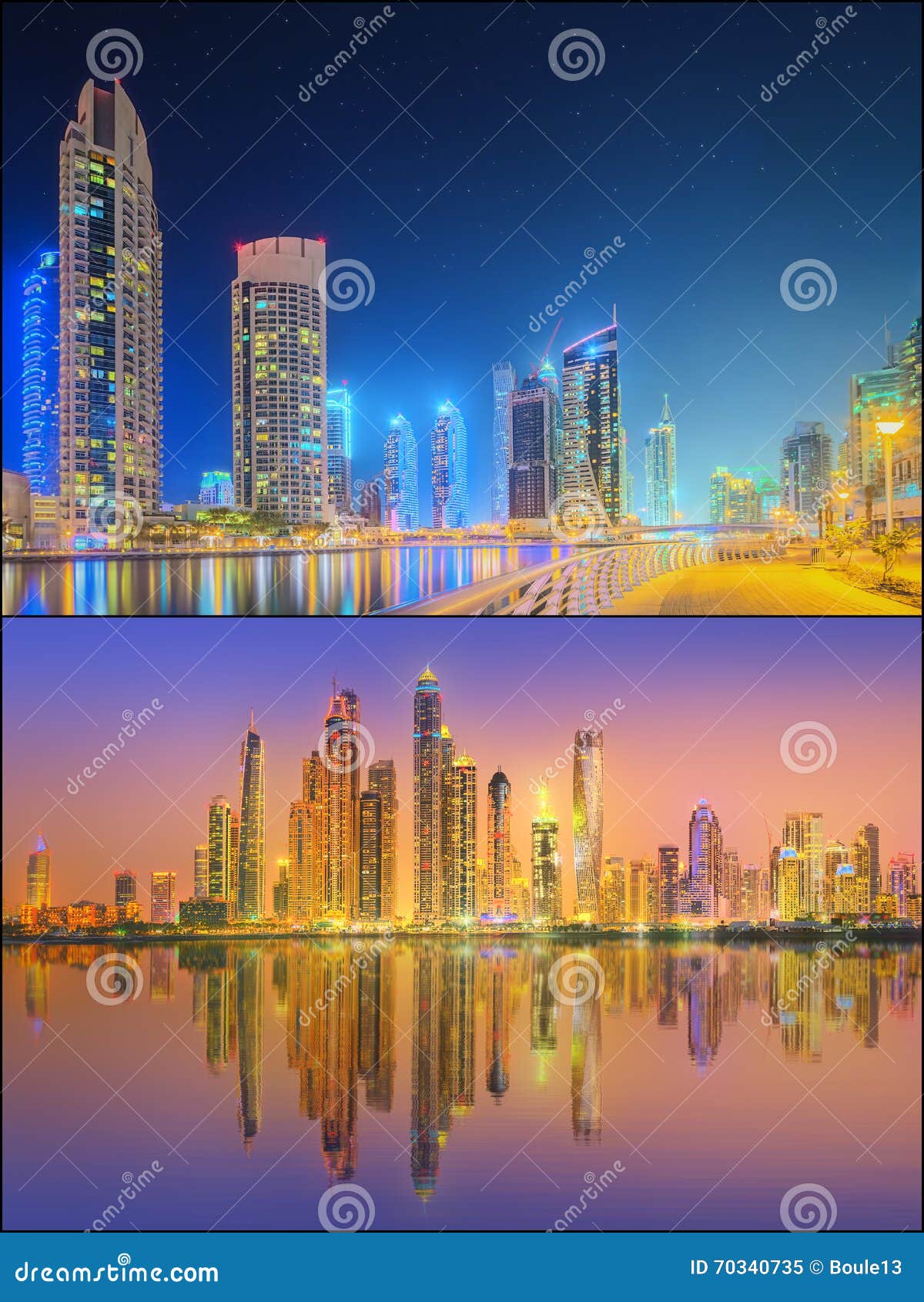 Beautiful Cityscape Set and Collage of Dubai Stock Image - Image of ...