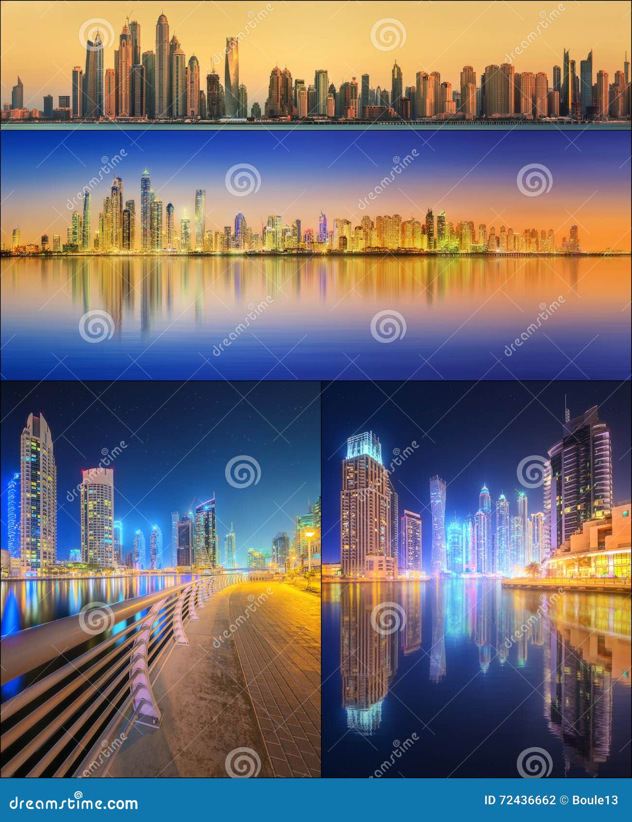 Beautiful Cityscape Set and Collage of Dubai Stock Photo - Image of ...