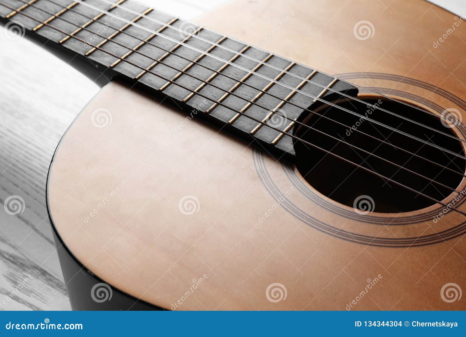 Beautiful Classical Guitar, View on Body with Strings. Stock Photo ...