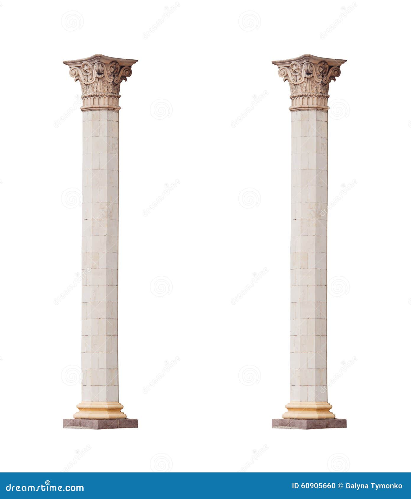 Beautiful Classical Marble Columns Isolated on White Background Stock ...