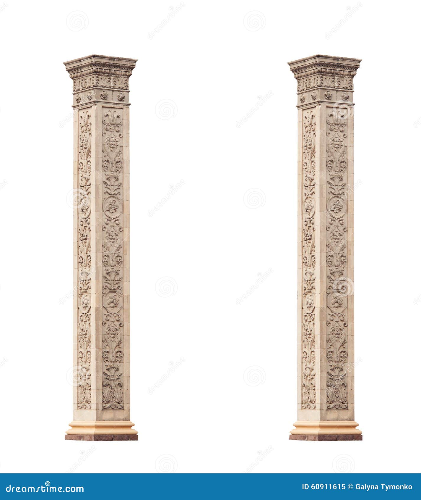 Beautiful Classical Marble Columns Isolated on White Background Stock ...
