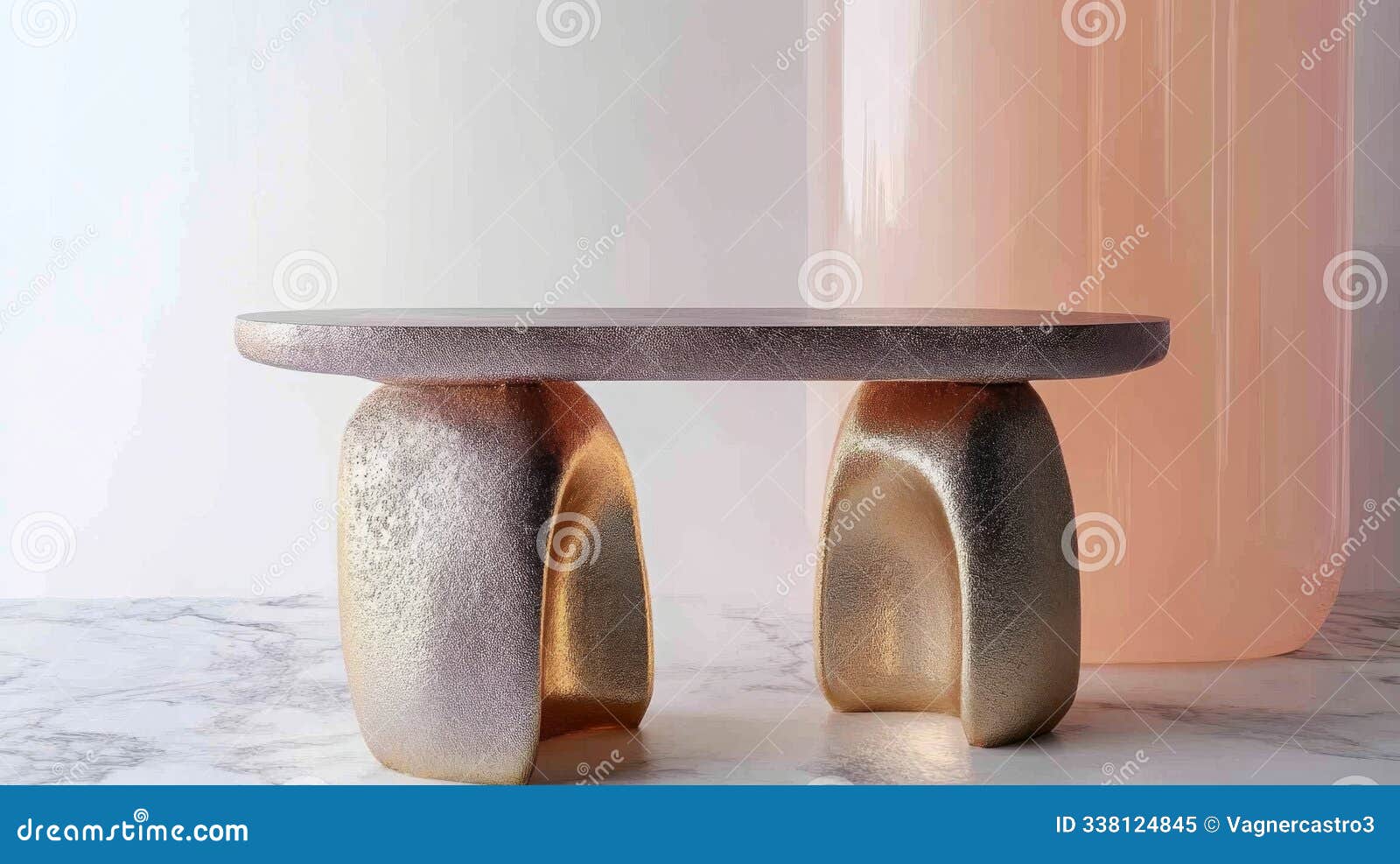 Beautiful Clay Table with Gold Metal Elements Stock Illustration ...