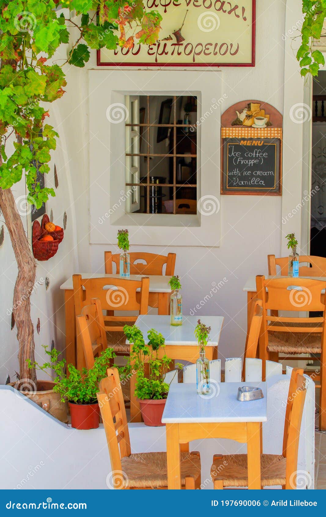 Beautiful Clean Decorative Cafe in Greece Editorial Photo - Image of ...