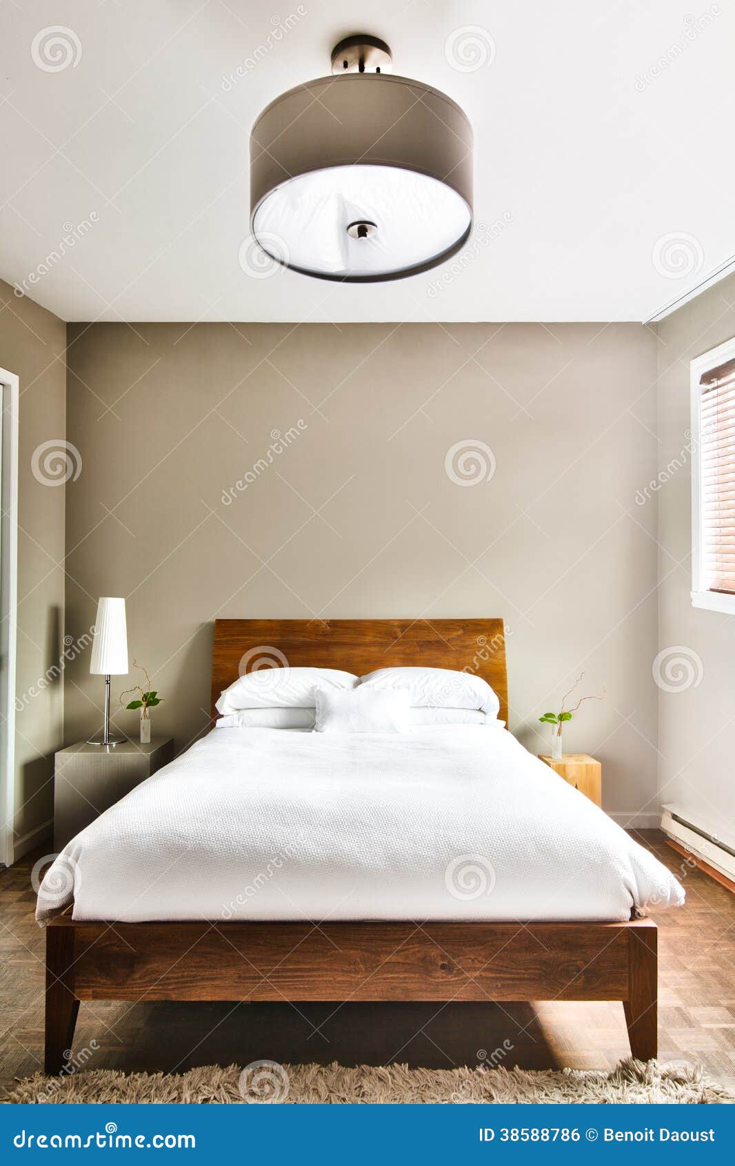 Beautiful Clean and Modern Bedroom Stock Photo - Image of light ...
