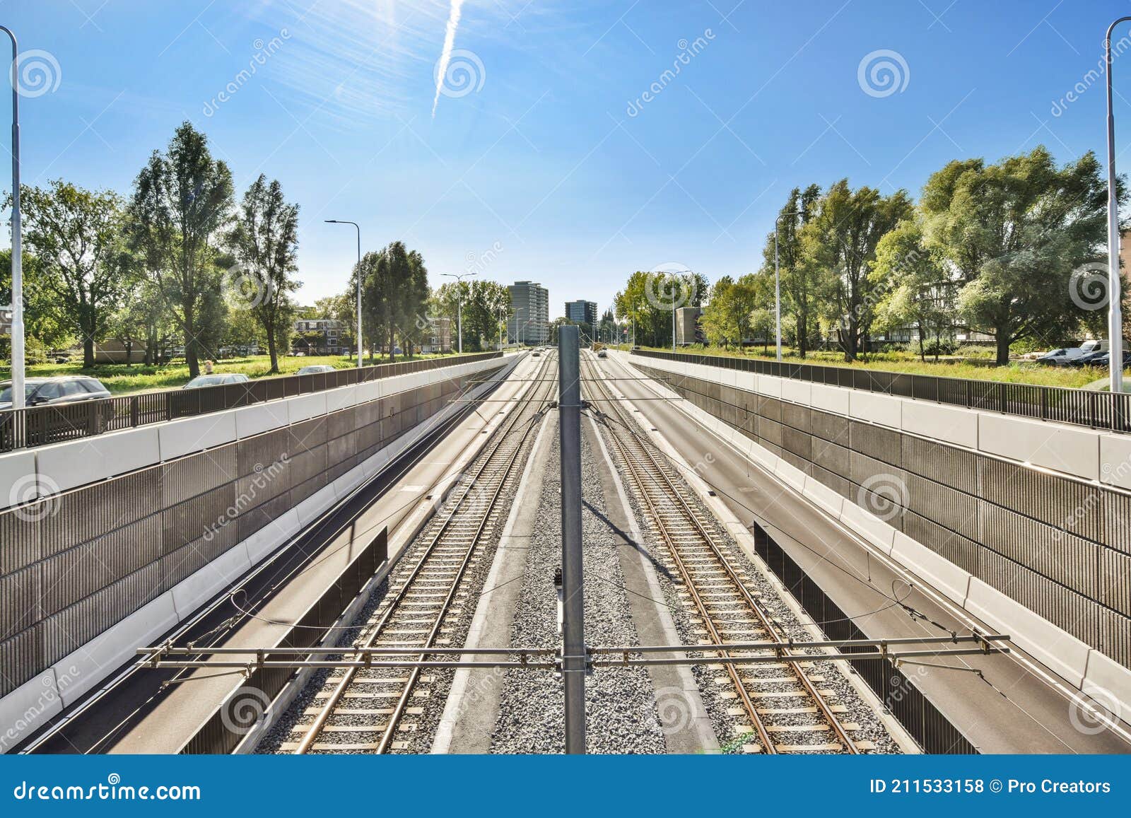 Clean train station stock photo. Image of urban, skyline - 211533158