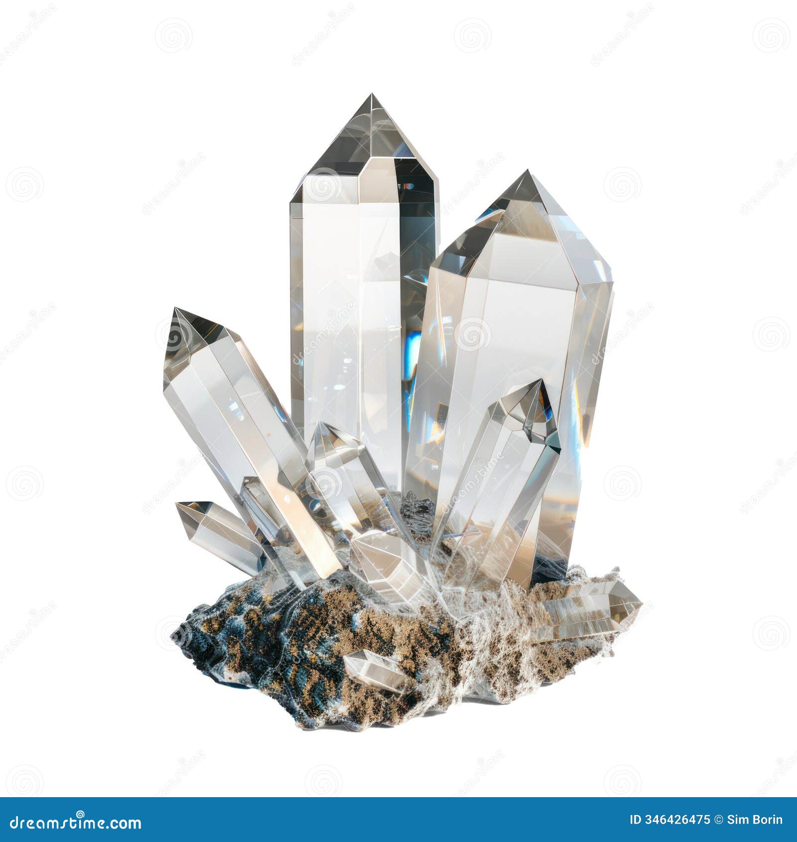 Beautiful Clear Crystal 3d Rendering Side View Isolate Stock ...