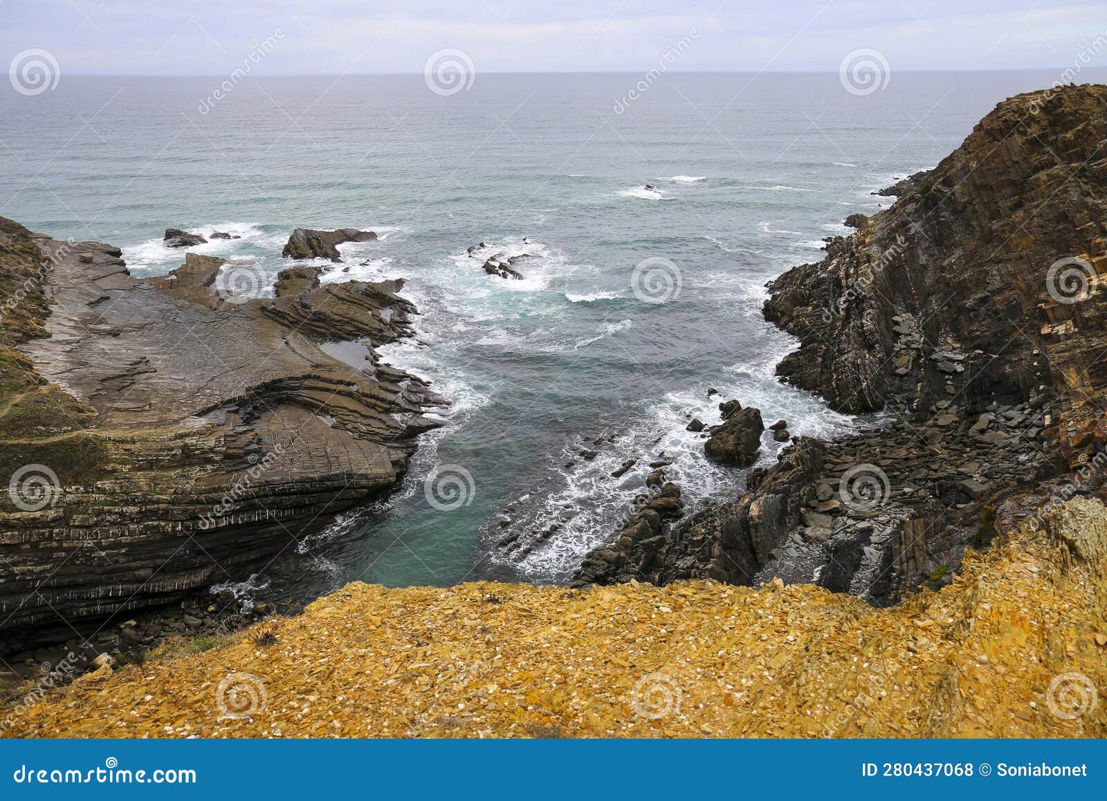 Beautiful Cliffs with Beautiful Rocks and Brave Atlantic Ocean Stock ...