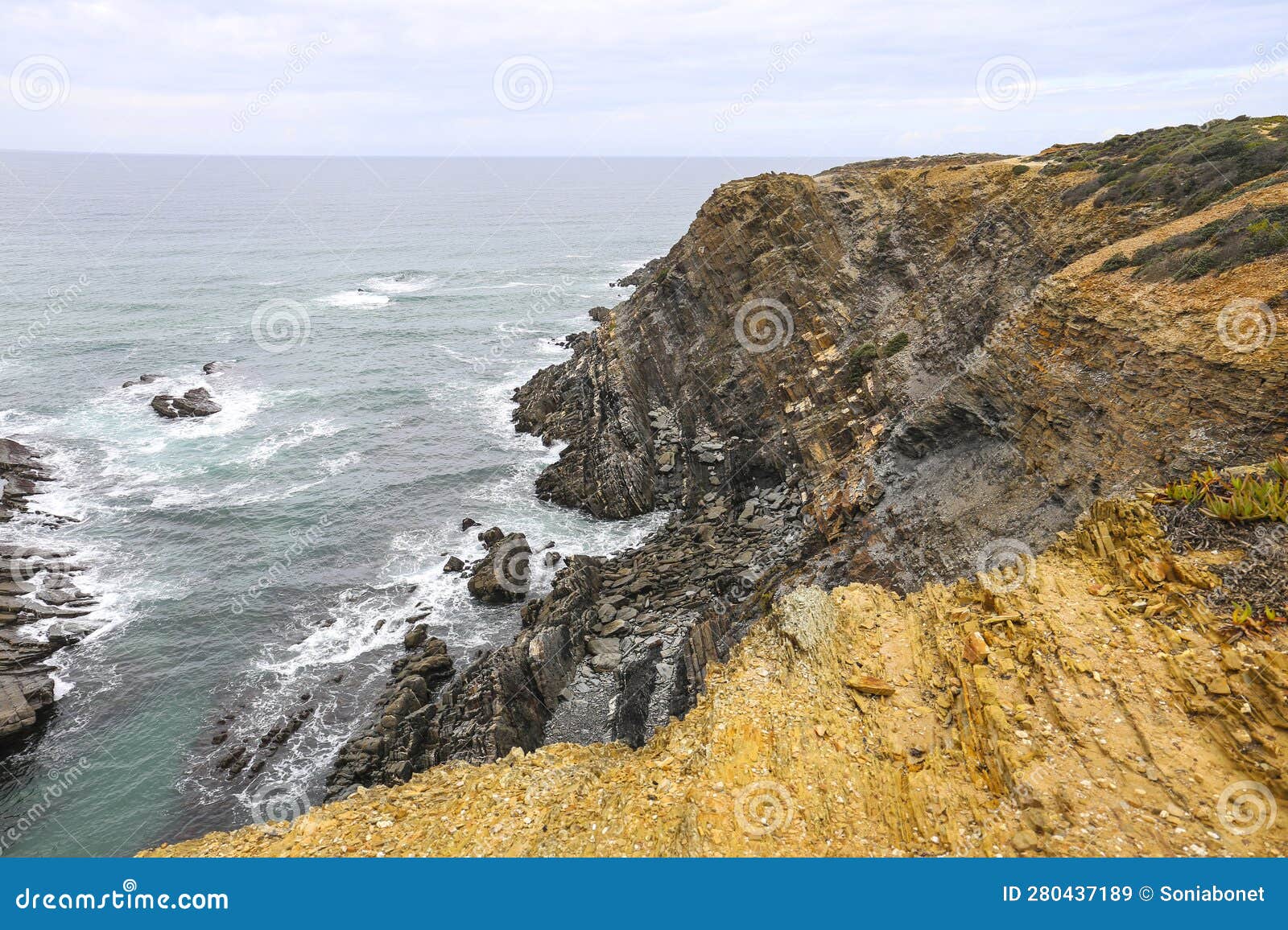 Beautiful Cliffs with Beautiful Rocks and Brave Atlantic Ocean Stock ...