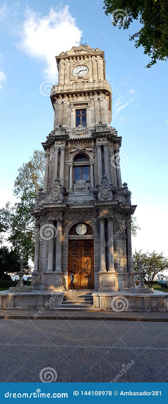 Beautiful Clock Tower at Dolmabahce Square in Istanbul Stock Photo ...