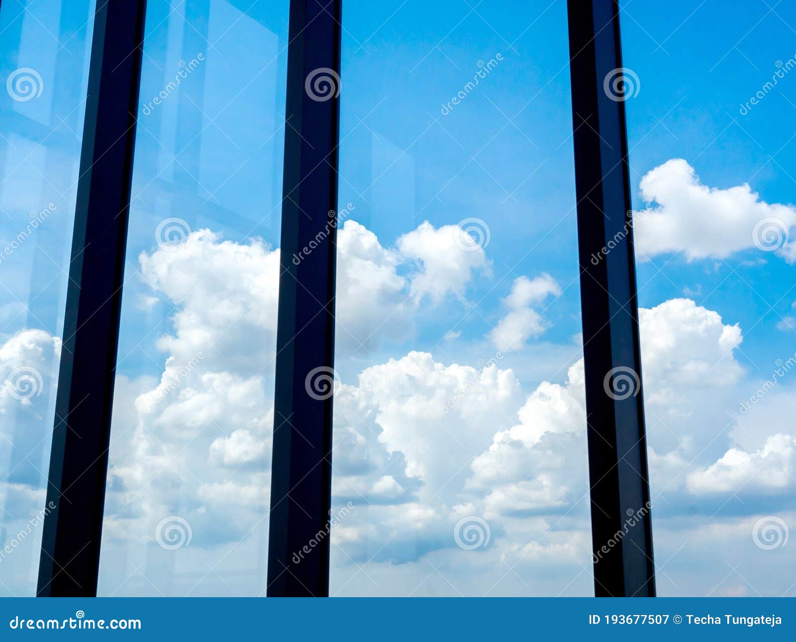 Beautiful Clouds and Blue Sky through Large Windows, View from Inside ...