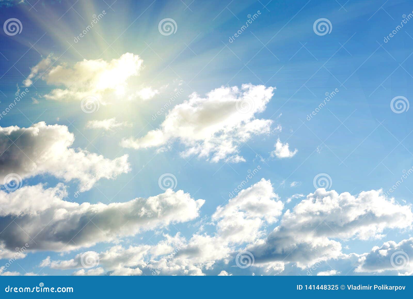 Clouds in the Blue Sky with Sun Rays Stock Image - Image of clouds ...