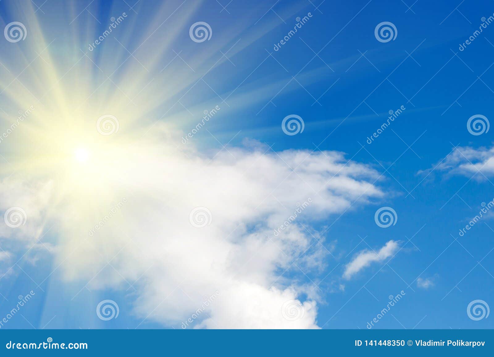 Clouds in the Blue Sky with Sun Rays Stock Photo - Image of bright ...