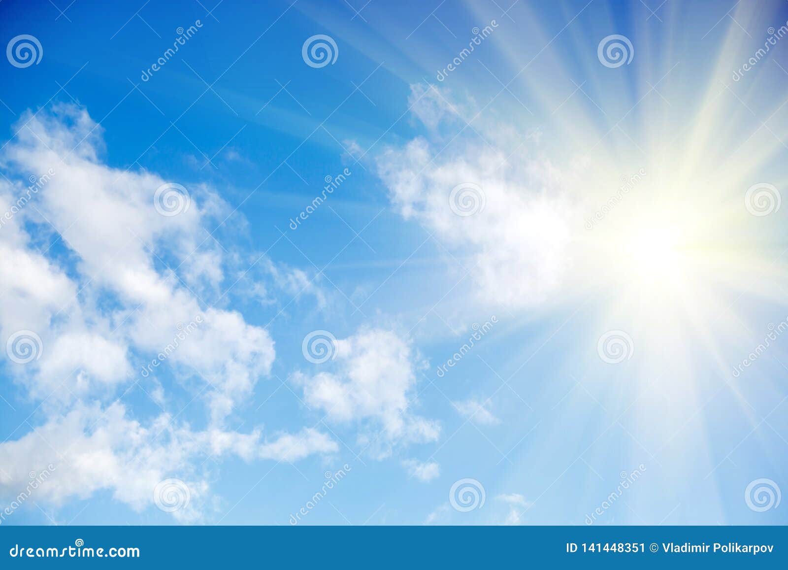 Clouds in the Blue Sky with Sun Rays Stock Image - Image of view ...