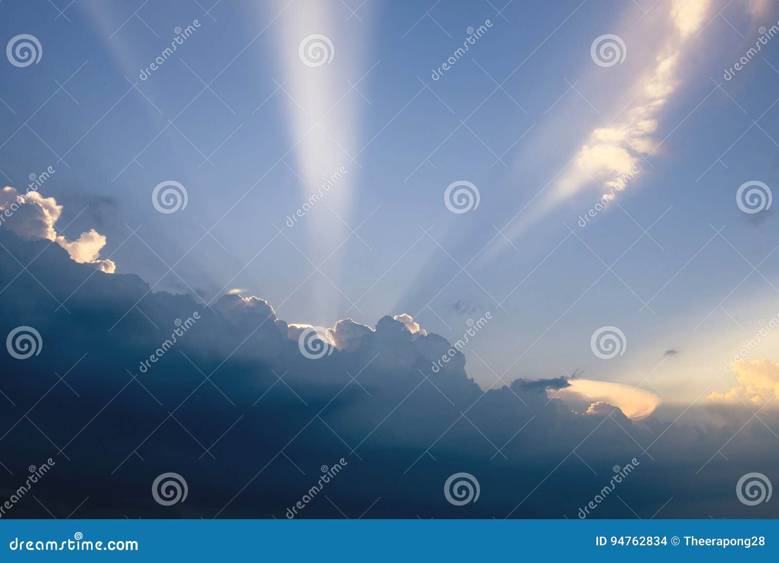 Beautiful Clouds with Ray of Sunlight Breaking through Dark Clouds ...
