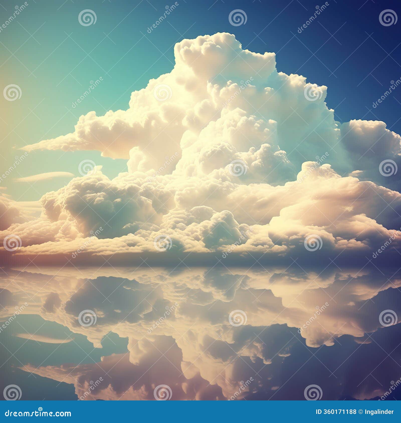 Beautiful Clouds Reflected on Water Surface. Stock Illustration ...